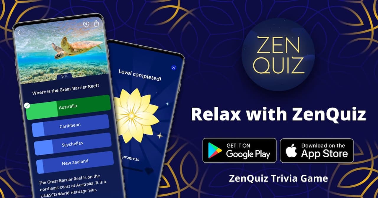 Zen Quiz. Antistress trivia. Calm down and relax